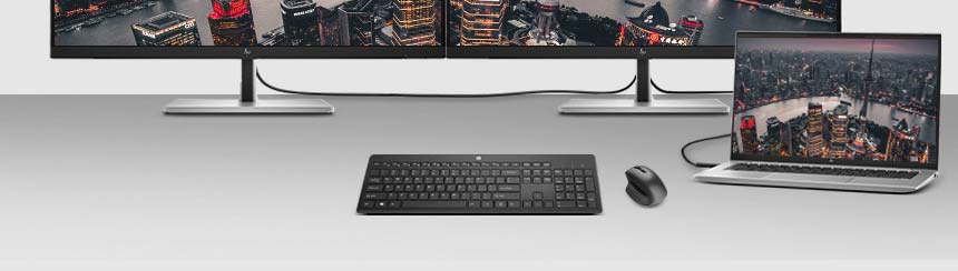 HP E32k G5 4K USB-C 모니터 + HyperX PulseFire Mat 게이밍 마우스 패드(XL) - 31.5 ...